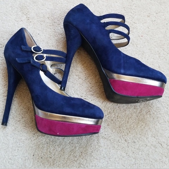 Platinum BP by Nordstrom | Shoes | Tri Color Velvet Blue Silver Pink ...